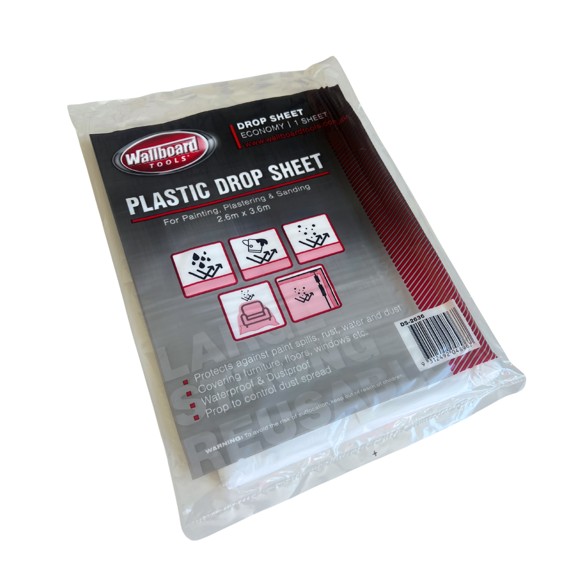 Drop Sheet Plastic Economy 2.6m x 3.6m | Wallboard Tools | Wallboard ...
